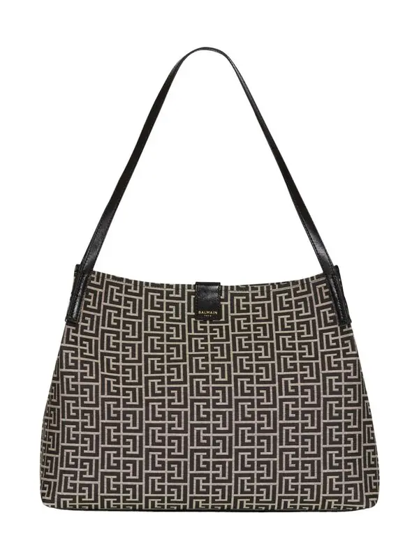 Balmain Monogram Jacquard Medium Shopper Bag - Black