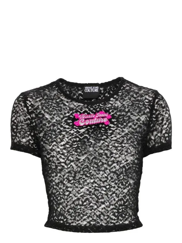 Versace Lace Appliqué T-shirt - Black