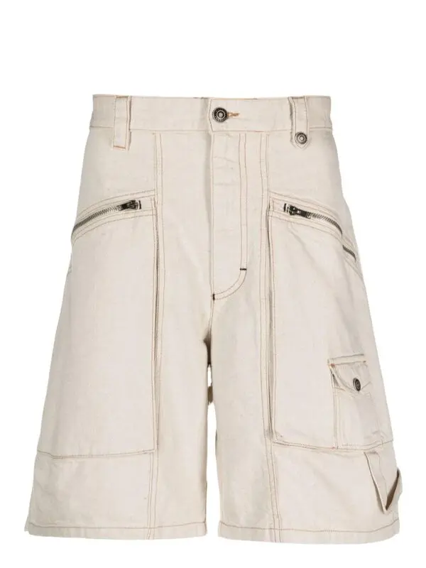 Isabel Marant Étoile Peio Denim Bermuda Shorts With Zipper Pockets - White