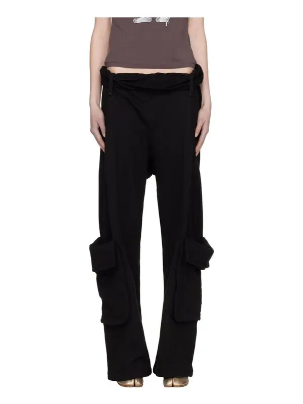 OPEN YY Rolled Waist Cargo Trousers - Black