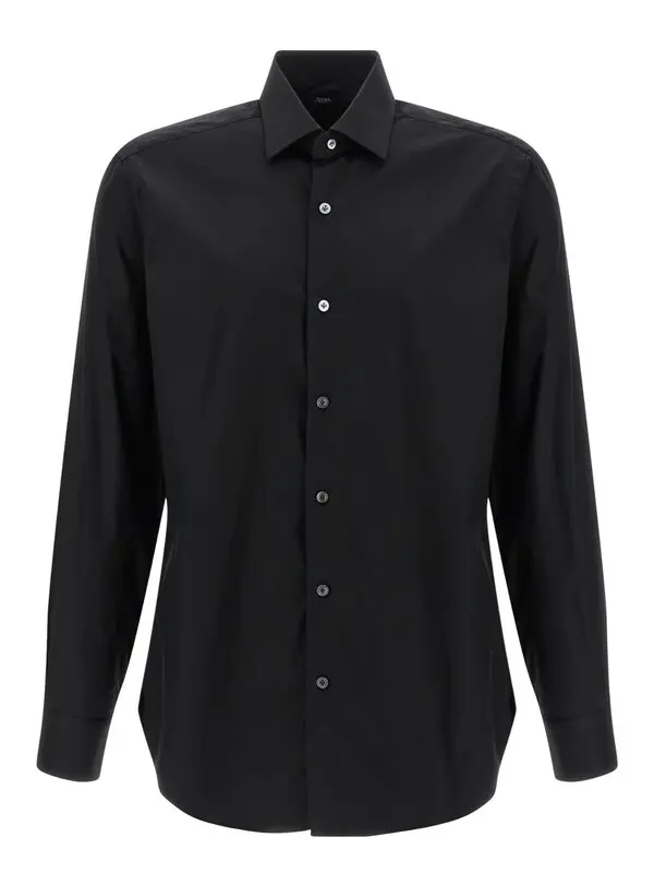 BARBA NAPOLI Stretch Poplin Shirt - Black