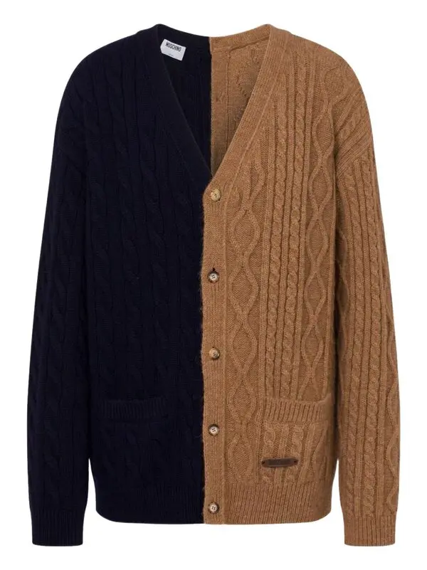 Moschino Cable-knit Two-tone Cardigan - Brown