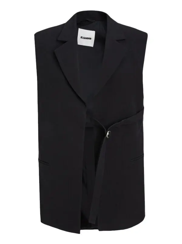 JIL SANDER V-neck Buckle Detailed Vest - Black