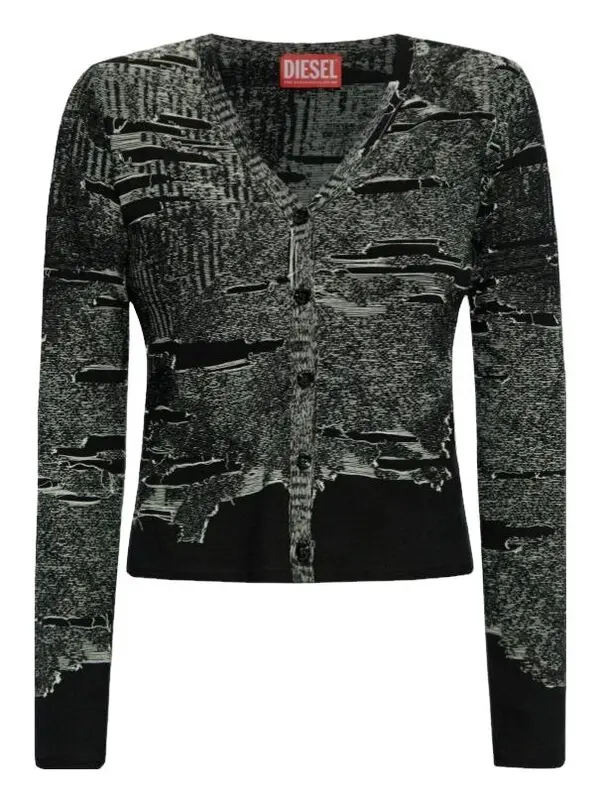 DIESEL® Long Sleeve V-neck Cardigan - Black