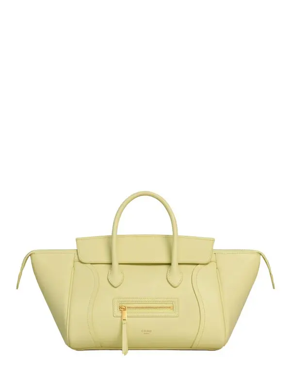 Celine Little Luggage Bag In Supple Shiny Lambskin - Citrus