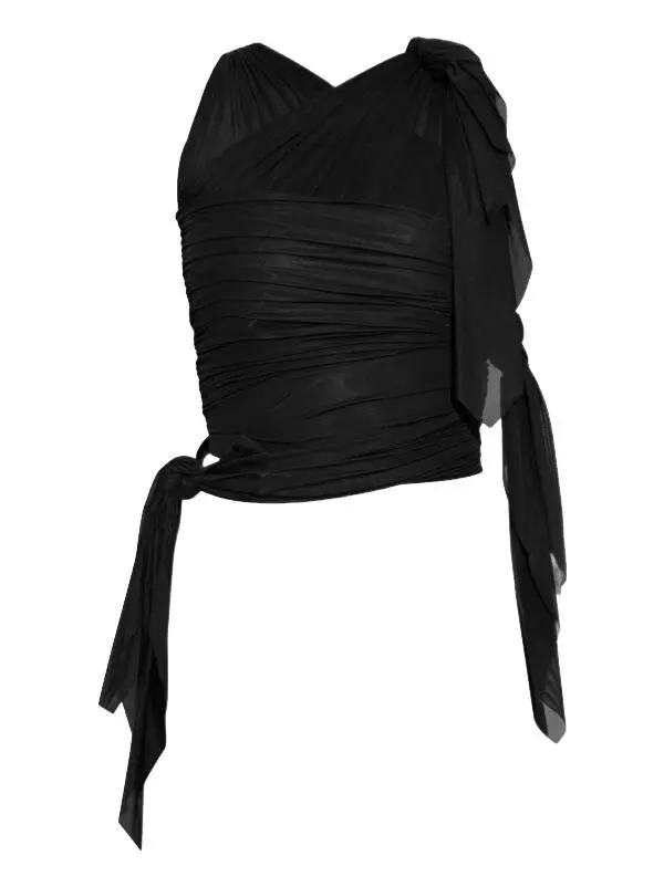 DIESEL® Sleeveless Top With Shoulder Knots And Pleated Details - Black