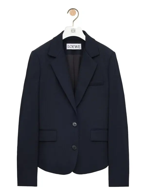 Loewe Single-breasted Tailored Jacket With Notched Lapels And Vented Cuffs - Navy Blue