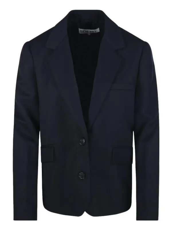Loewe Single-breasted Tailored Jacket With Notched Lapels And Vented Cuffs - Navy Blue