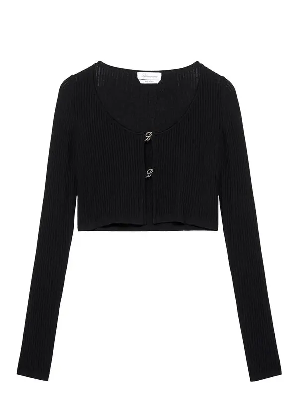 Blumarine Ribbed Knit Cardigan - Black