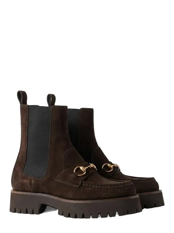 Gucci Ankle Boots With Horsebit Detail - Dark Brown