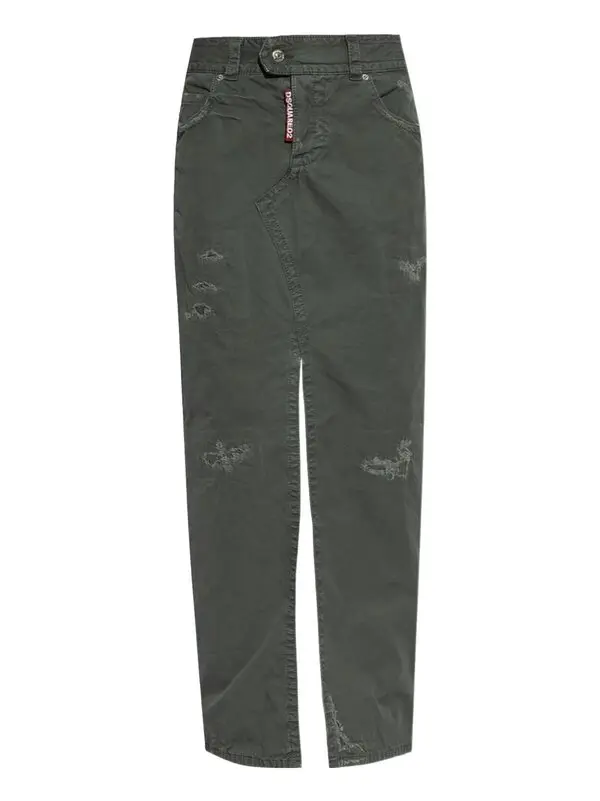 Dsquared2 Distressed Maxi Skirt With Slit Detail - Green