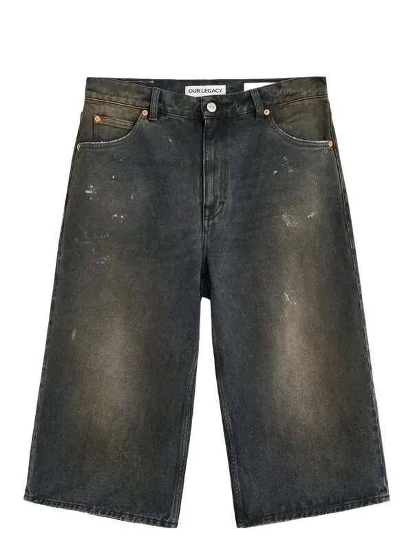 Our Legacy Capri Wide-leg Denim Shorts - Black