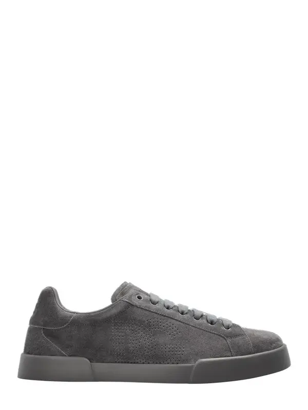 Dolce & Gabbana Portofino Logo Perforated Sneakers - Black