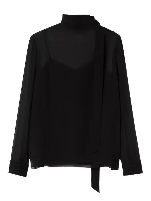 Gucci Layered Sheer Detailed Blouse - Black