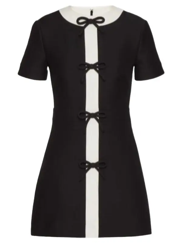 Valentino Garavani Crepe Couture Short Dress With Bow Detail - Black