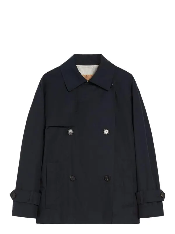 Max Mara Short Trench Coat In Water-repellent Twill - Ultramarine Blue