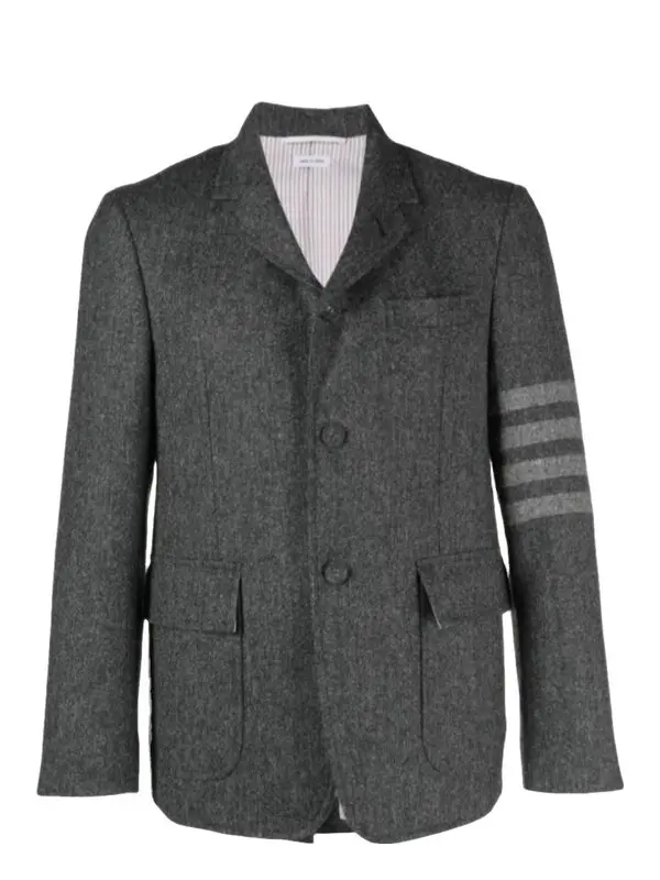 Thom Browne Stripe-detailed Single-breasted Tailored Blazer - Grey