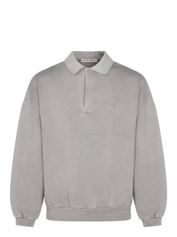 Fear Of God Logo Embroidered Classic Polo Sweatshirt - Gray