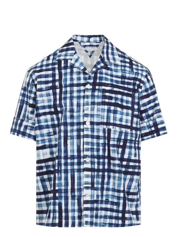 Bottega Veneta Short-sleeved Check Patterned Shirt - Blue