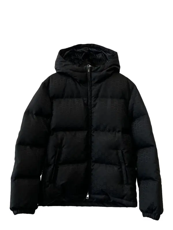 Gucci Monogrammed Zip-up Puffer Jacket With Hood - Black