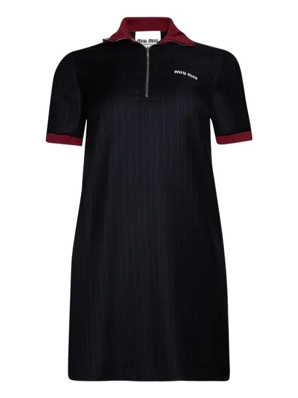 Miu Miu Short Sleeve Pinstripe Dress - No