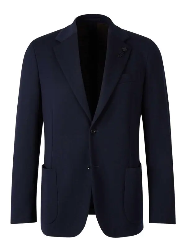 LARDINI Long Sleeved Suit Jacket - Navy Blue