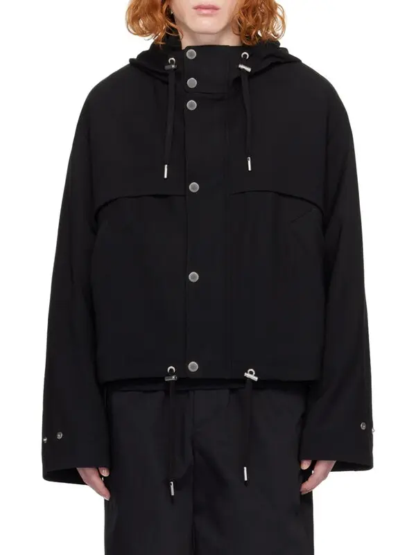 Ami Drawstring Hooded Jacket - Black