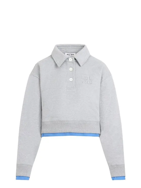 Miu Miu Cotton Fleece And Poplin Sweatshirt - Grey