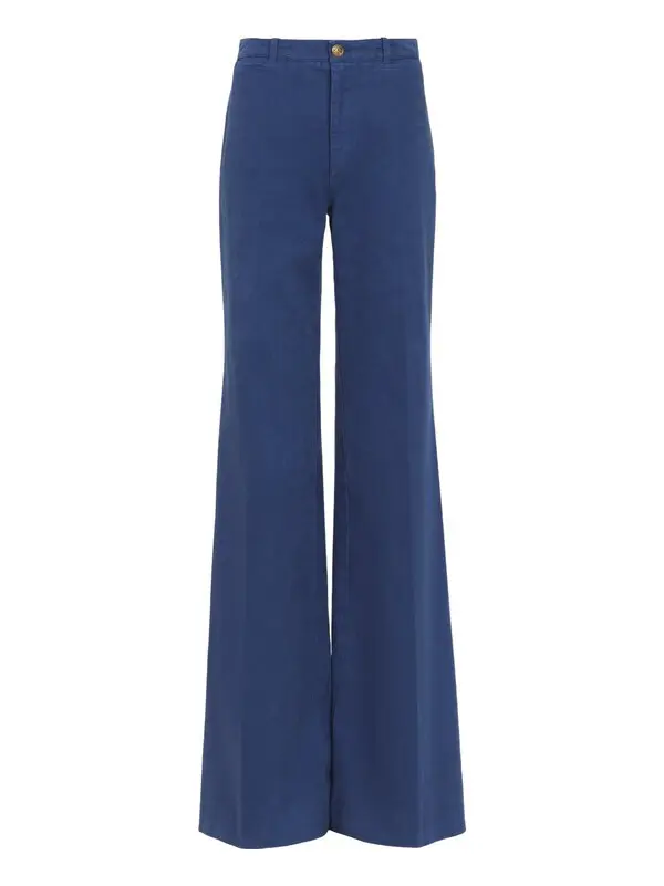 Chloé Flared Tailored Pants With Gold Hardware - Dark Blue
