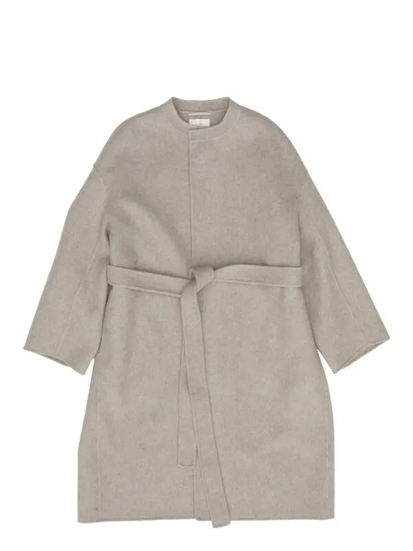 THE ROW Belted Waist Crewneck Coat - Grey