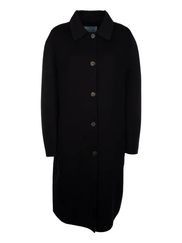Prada Buttoned Long Sleeve Coat - Blue