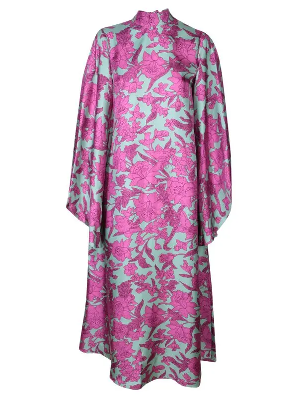 La DoubleJ Flared V-neck Printed Dress - Pink