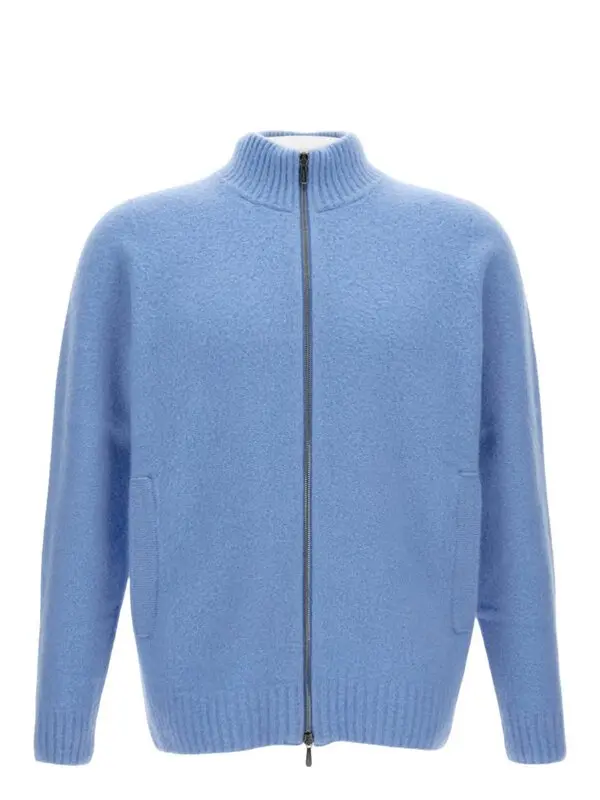 DRUMOHR Long-sleeved Zip Cardigan Sweater - Blue