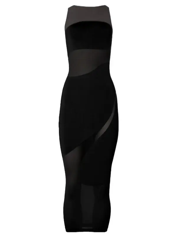 Wolford Sleeveless Sheer Panel Maxi Dress - Black