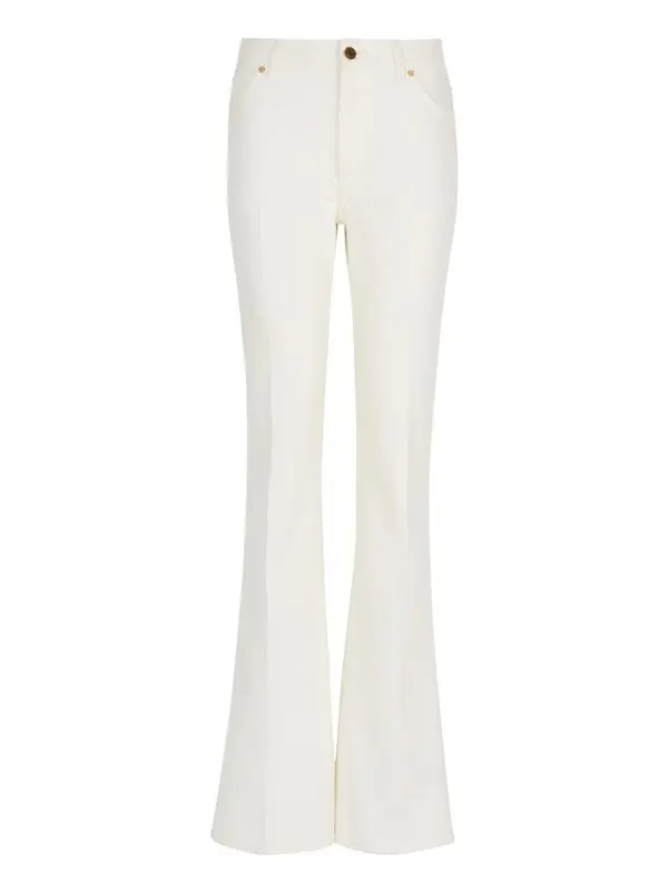 Balmain Straight-leg Denim Jeans With High Waist And Pb Embroidery - White
