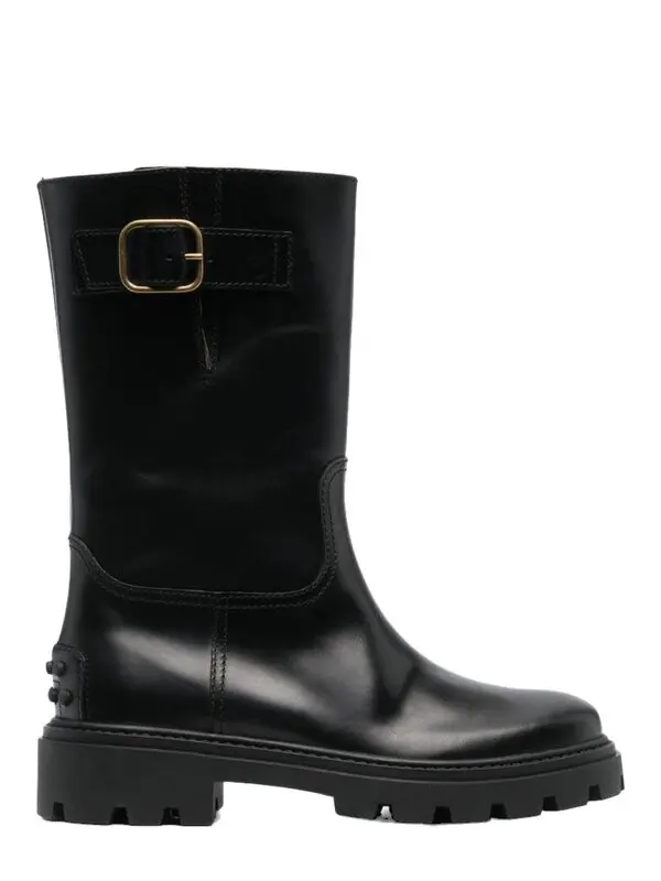 TOD'S Buckled Round-toe Boots - Black
