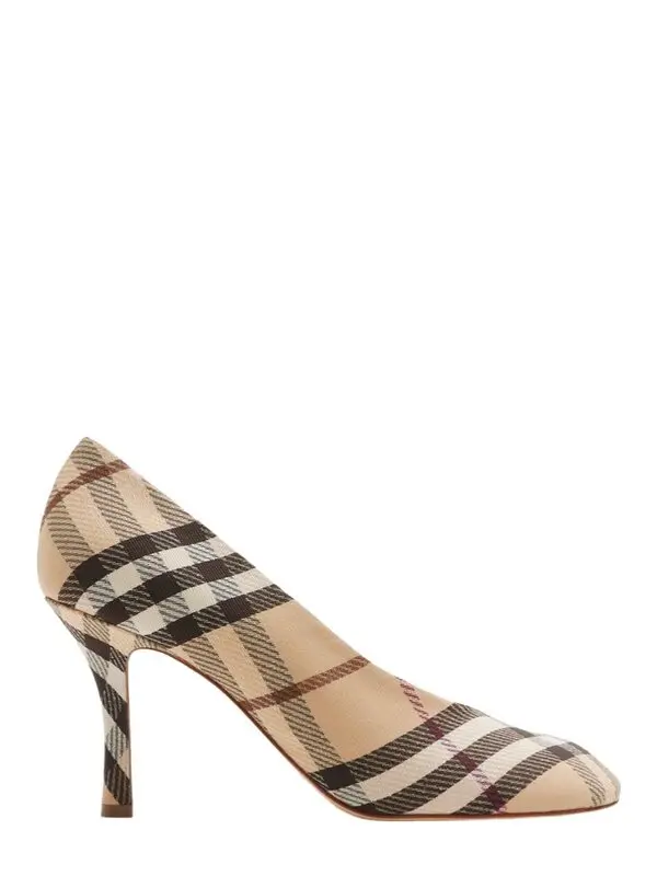 Burberry Vintage Check Square-toe Baby Pumps - Alabaster