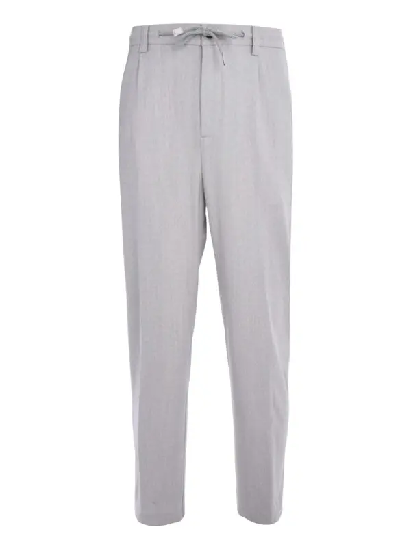 Eleventy Drawstring Tapered Trousers With Belt Buckle Detail - Gray