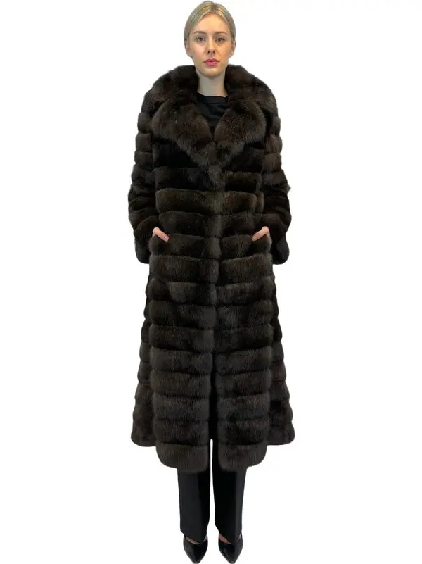 LISKA Long-sleeved Fur Coat - Black