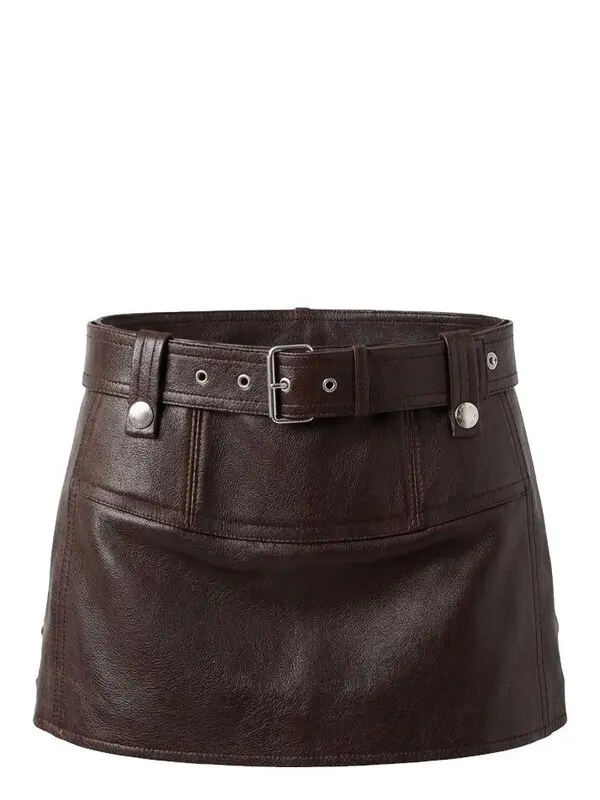 Gucci Leather Mini Skirt With Belt - Black