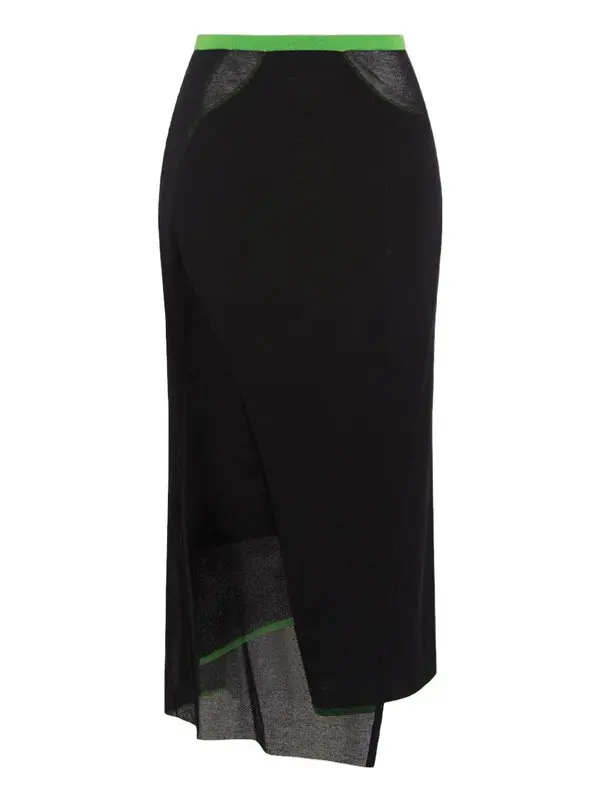 Paris Georgia Asymmetrical Patchwork Midi Skirt - Black