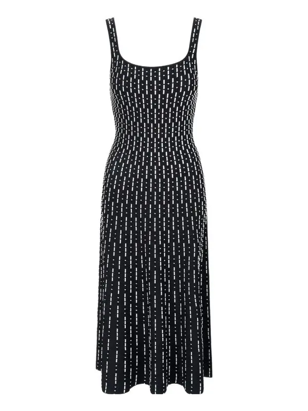 Staud Ellison Square Neck Knit Dress - Black