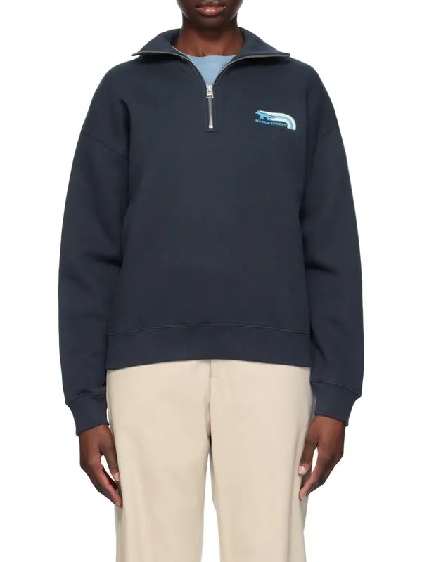 Maison Kitsuné Half-zip Logo Sweatshirt - Black
