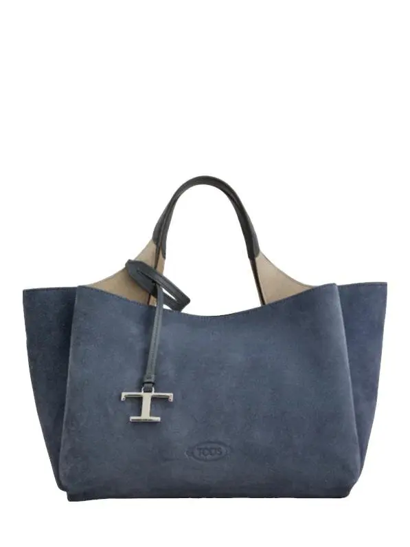 TOD'S Logo Charm Tote Bag - Blue/grey