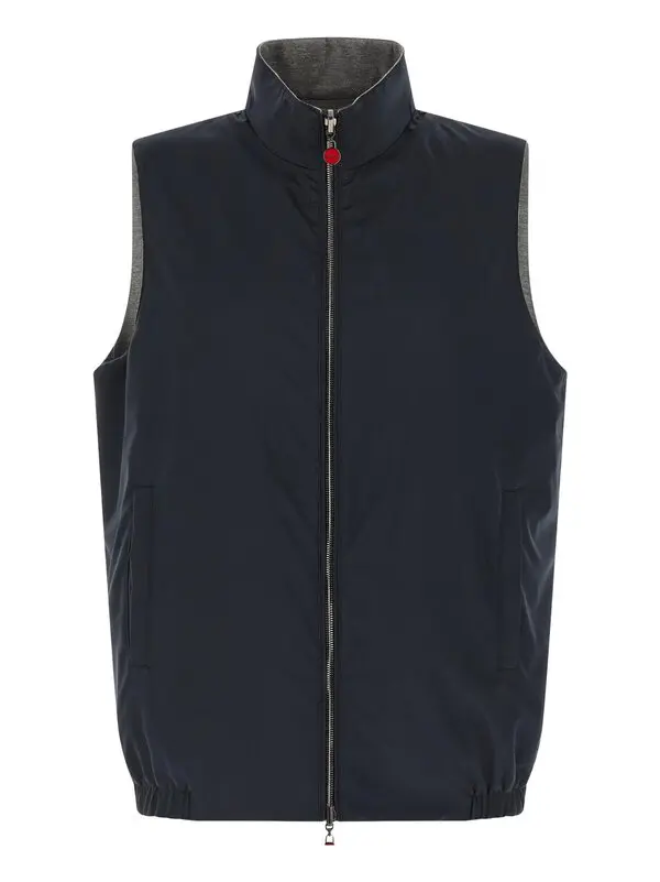 Kiton Reversible High Neck Vest - Blue