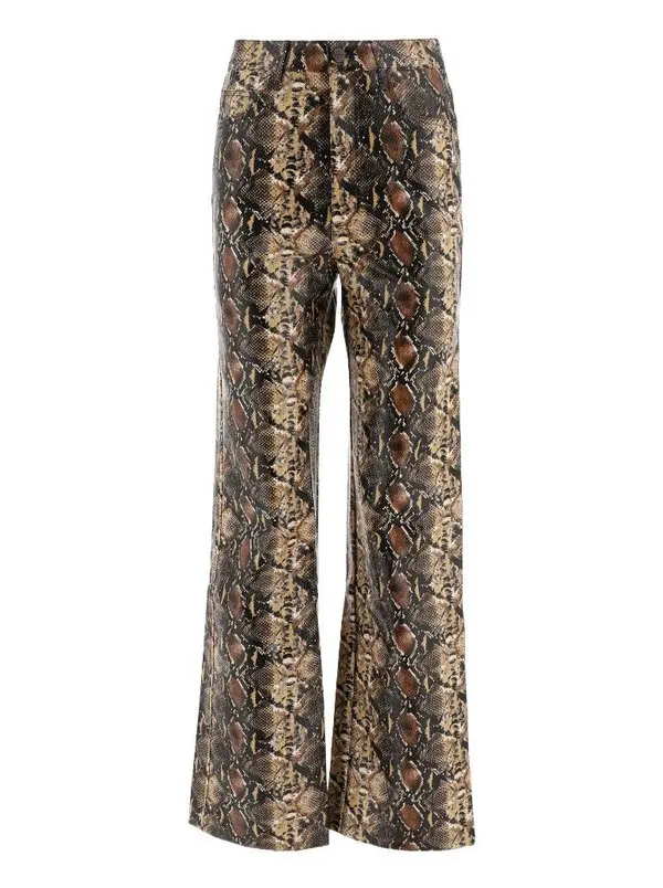 ROTATE BY BIRGER CHRISTENSEN Snake Print Bell-bottom Trousers - Brown