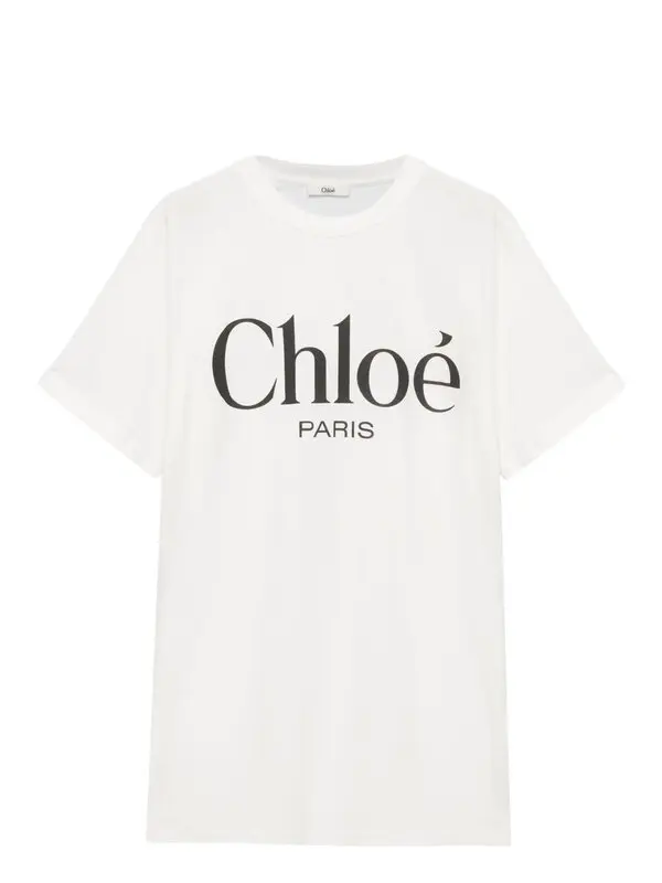 Chloé Logo Printed Oversized T-shirt - White