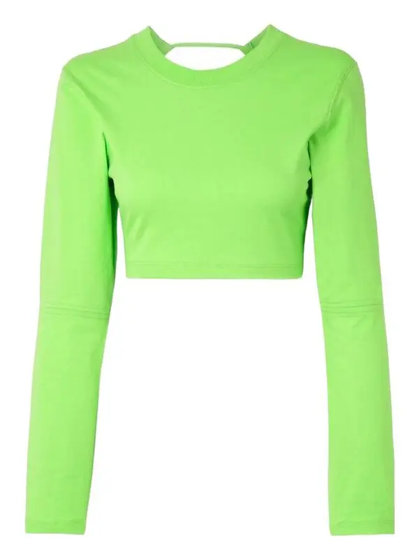 Jacquemus Cropped Long Sleeve T-shirt With Open Back Detail - Green