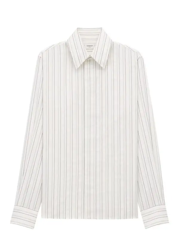 Saint Laurent Cassandre Button-up Shirt - Ivory / Striped