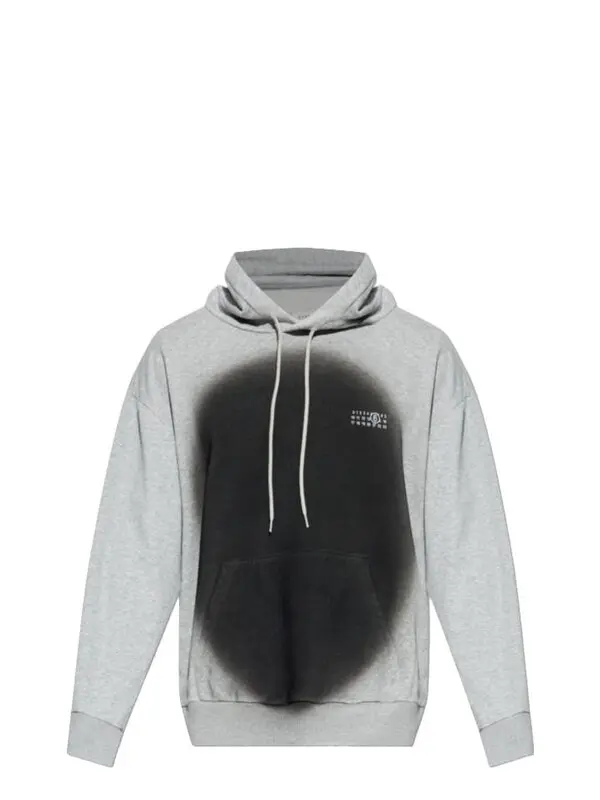 MAISON MARGIELA Long-sleeved Drawstring Hoodie With Front Print - Gray
